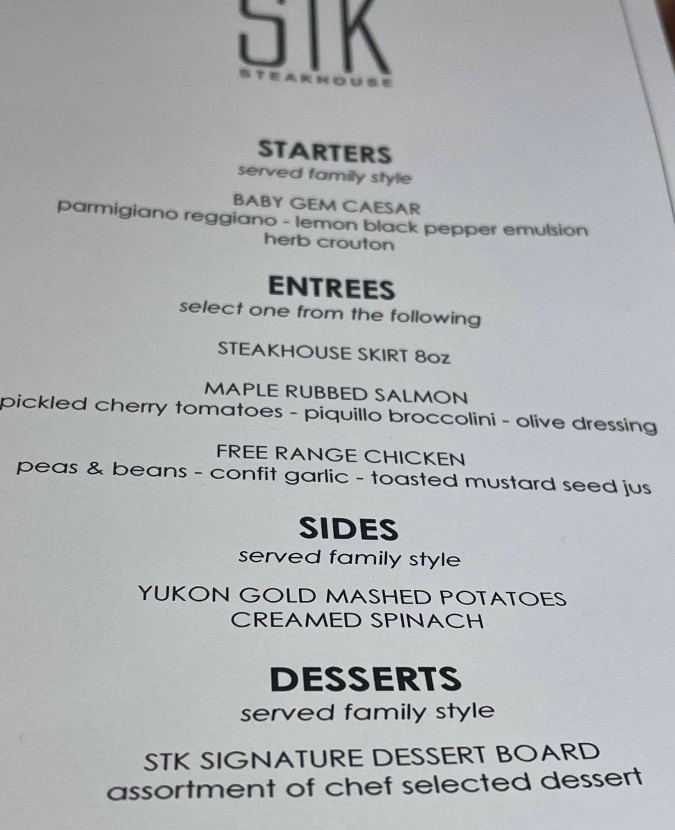 STK Steakhouse Menu & Prices: Luxury Dining, Steaks & Vibe Dining